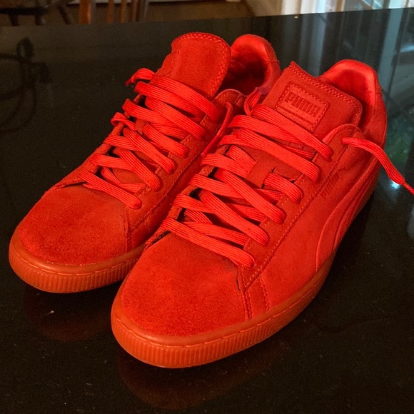 Puma | Shoes | Puma Red Suede Classic Sneakers 85 | Poshmark